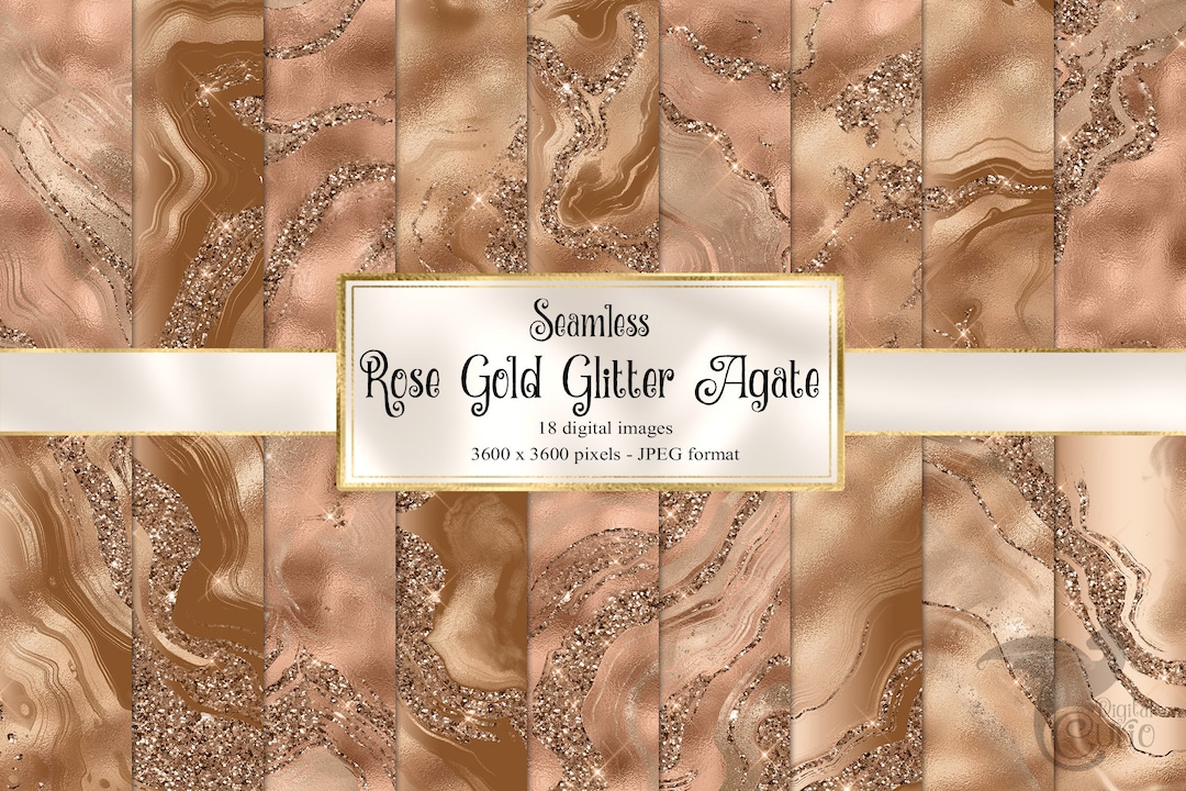 Rose Gold Glitter Agate Digital Paper, Geode Foil and Gold Glitter ...