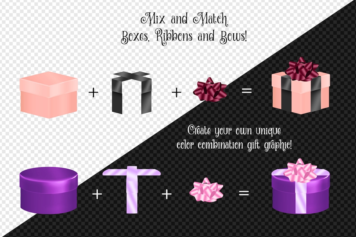 Gift Box Creator Clip Art Create Your Own Custom Color Gift - Etsy