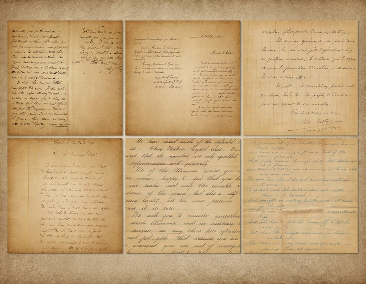 Vintage Handwriting Digital Paper, Old Letter Textures (digital ...