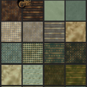 Bohemian Jungle Digital Paper, Seamless Leather Textures, Gold Boho ...