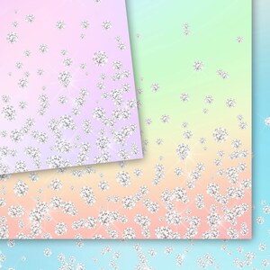 Rainbow Diamond Confetti Digital Paper, Backgrounds in Soft Pastel ...