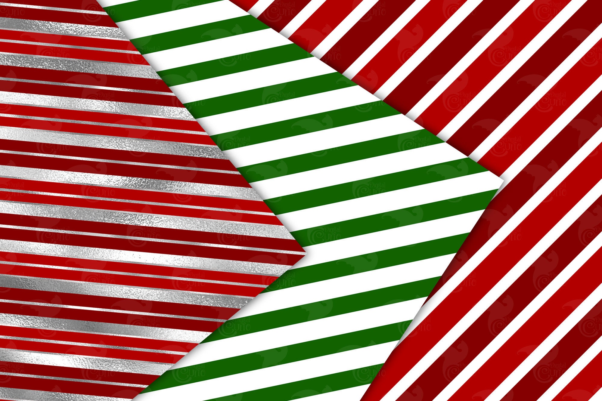 Christmas Stripes Digital Paper – Candy Cane Seamless Patterns (digital ...