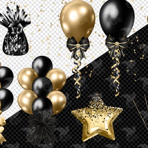 New Years Balloons Clip Art - Digital New Year Party Celebration ...