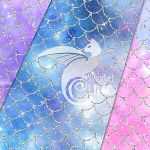 Mermaid Galaxy Digital Paper - Seamless Background Rainbow Patterns ...