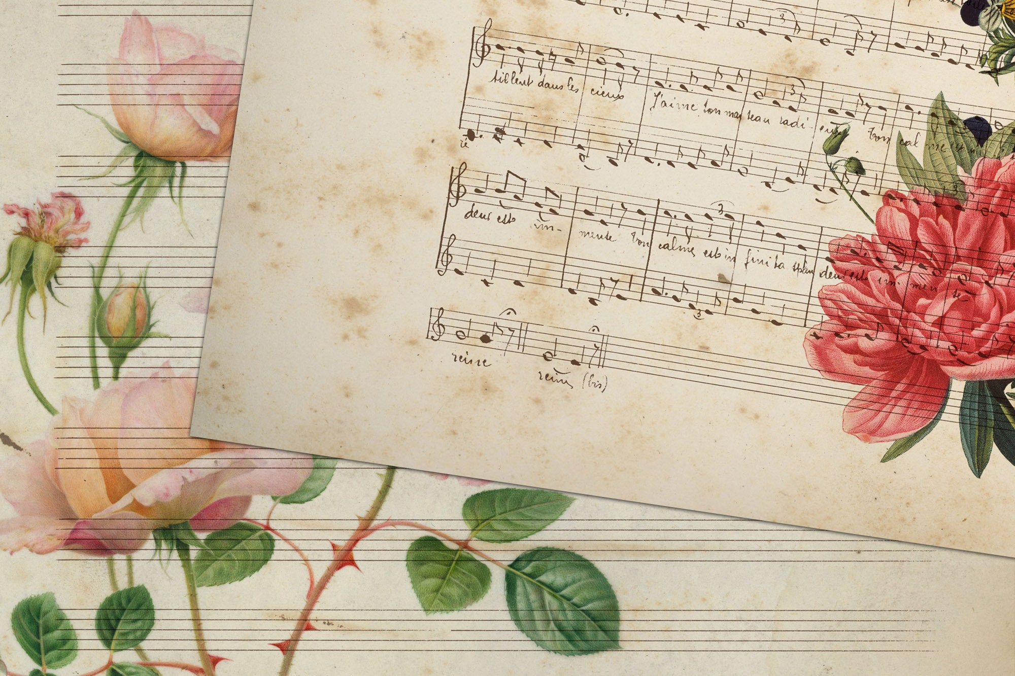 Vintage Music Digital Paper Antique Sheet Music Backgrounds - Etsy Ireland