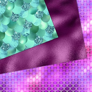 Metallic Mermaid Scales Digital Paper, Seamless Mermaid Foil and Scale ...