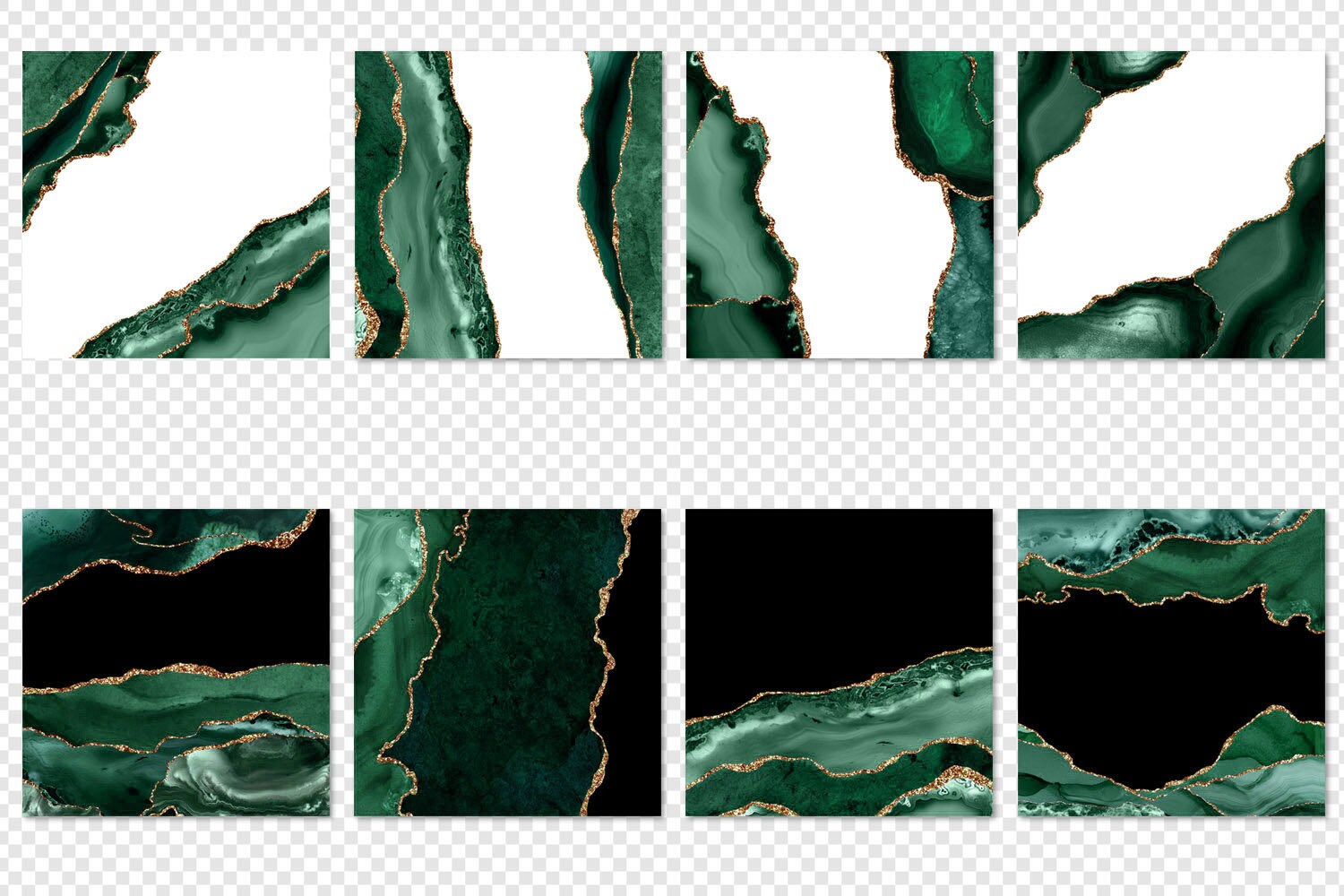 Emerald Green Agate Borders With Gold Glitter (PNG, JPEG) - Etsy