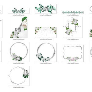 White Diamond Floral Frames Clipart, Wedding Frame Clip Art With ...