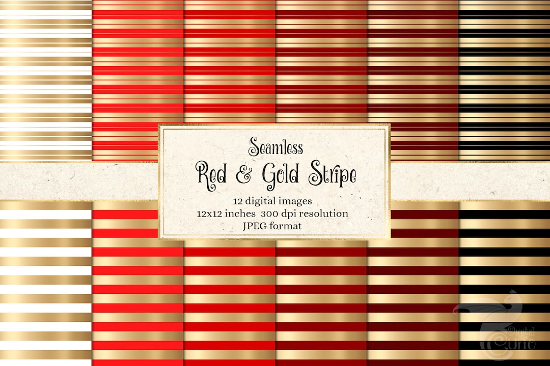 Red and Gold Stripes Digital Paper - Seamless Luxury Glam Pattern ...