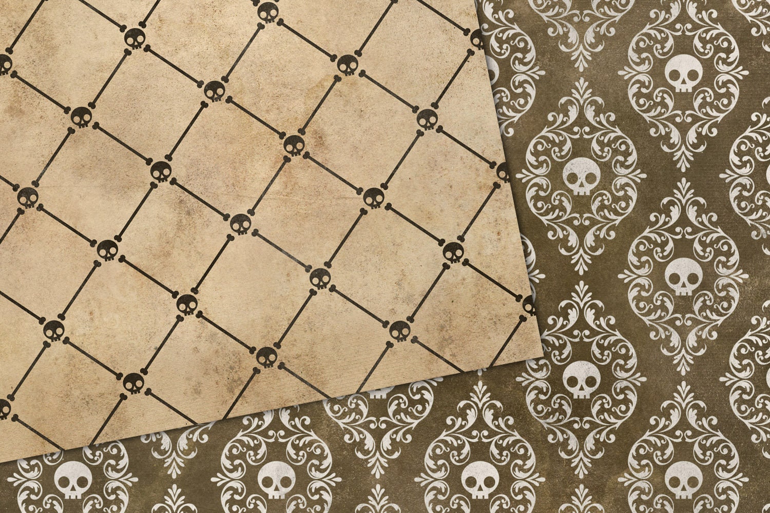 Vintage Halloween Damask Digital Paper Seamless Patterns and - Etsy