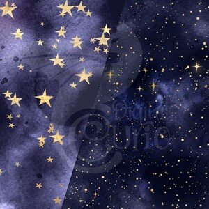 Starry Watercolor Digital Paper - Seamless Navy Watercolor Textures and ...