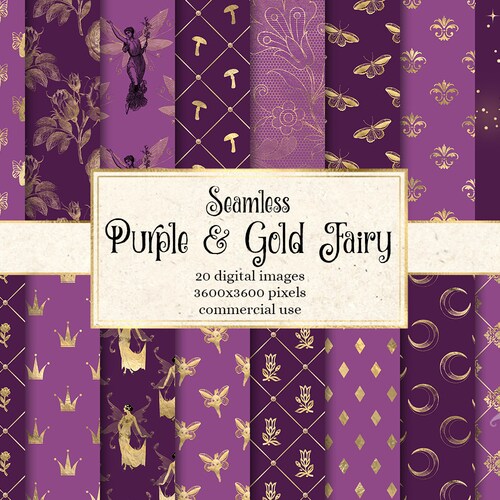 Purple and Gold Marble Digital Paper Seamless Marble Textures - Etsy
