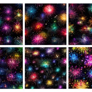 Rainbow Fireworks Digital Paper, Seamless Printable Textures Printable ...