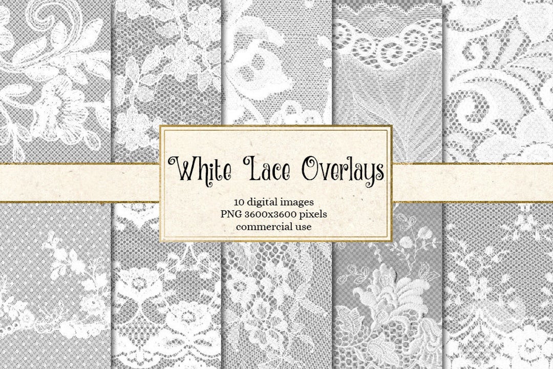 White Lace Overlays, Transparent Digital Paper Scrapbooking Clip Art ...