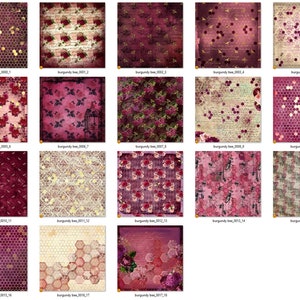 Burgundy Bee Digital Paper - Vintage Honey Bee Ephemera Backgrounds ...