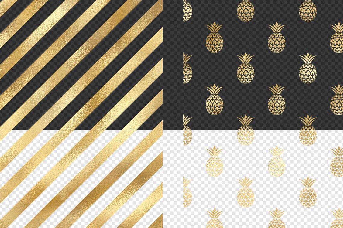 Gold Foil Pattern Overlays, Seamless PNG, Digital Paper (instant ...