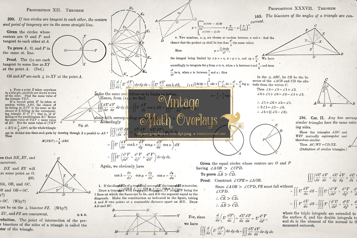 Vintage Math Overlays Antique Calculus and Geometry Formulas - Etsy