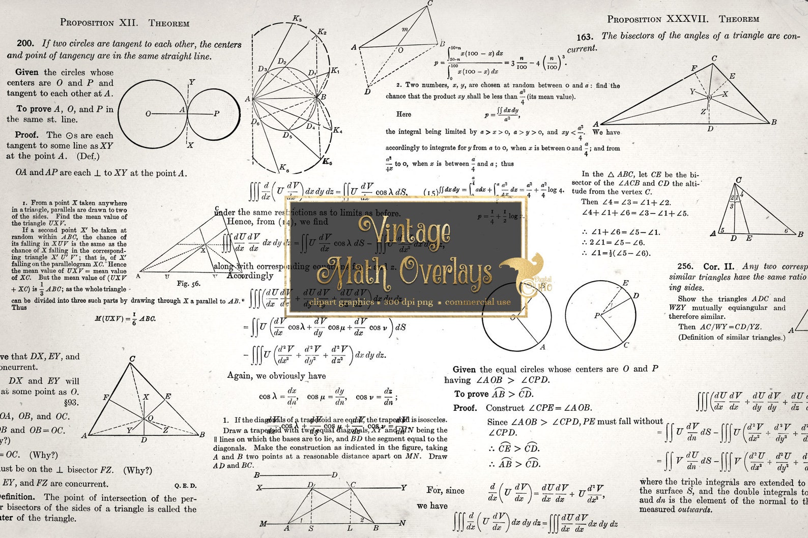 Vintage Math Overlays Antique Calculus and Geometry Formulas - Etsy
