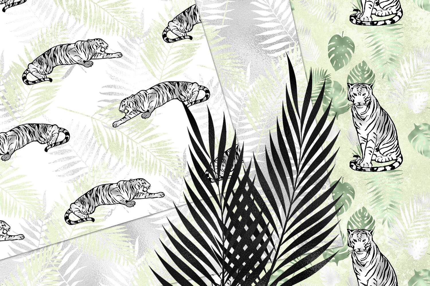 White Tiger Digital Paper Seamless Tiger Stripe Patterns - Etsy