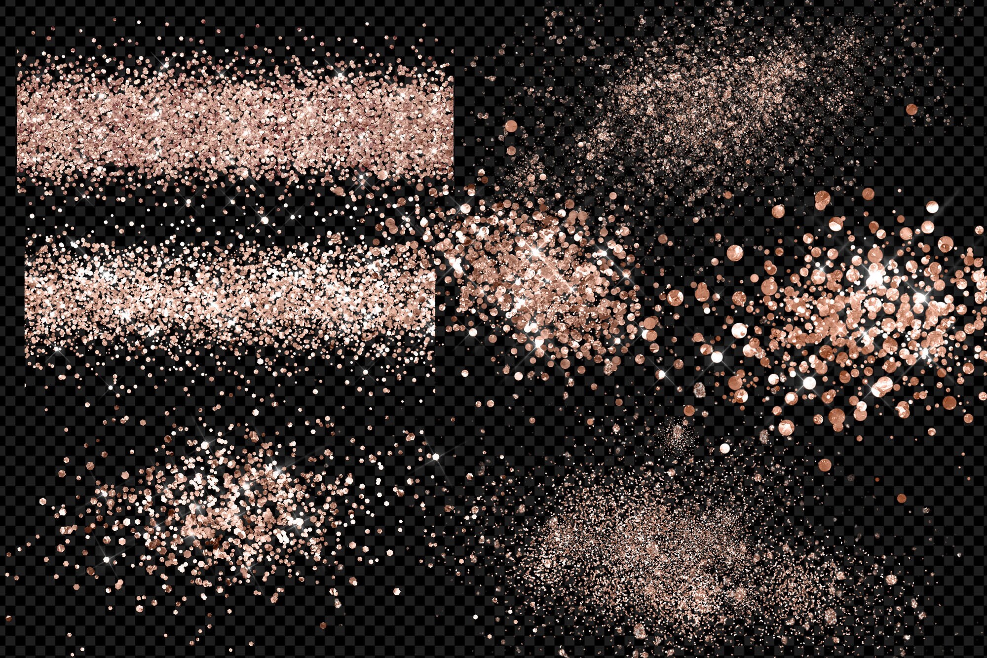 Rose Gold Glitter Elements Clipart Graphics in PNG Format | Etsy
