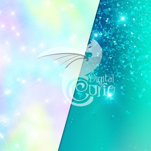 Unicorn Dreams Digital Paper, Glitter and Shimmer Backgrounds Rainbow ...