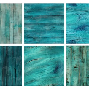Turquoise Wood Textures Digital Paper, Rustic Scrapbook Paper (seamless ...