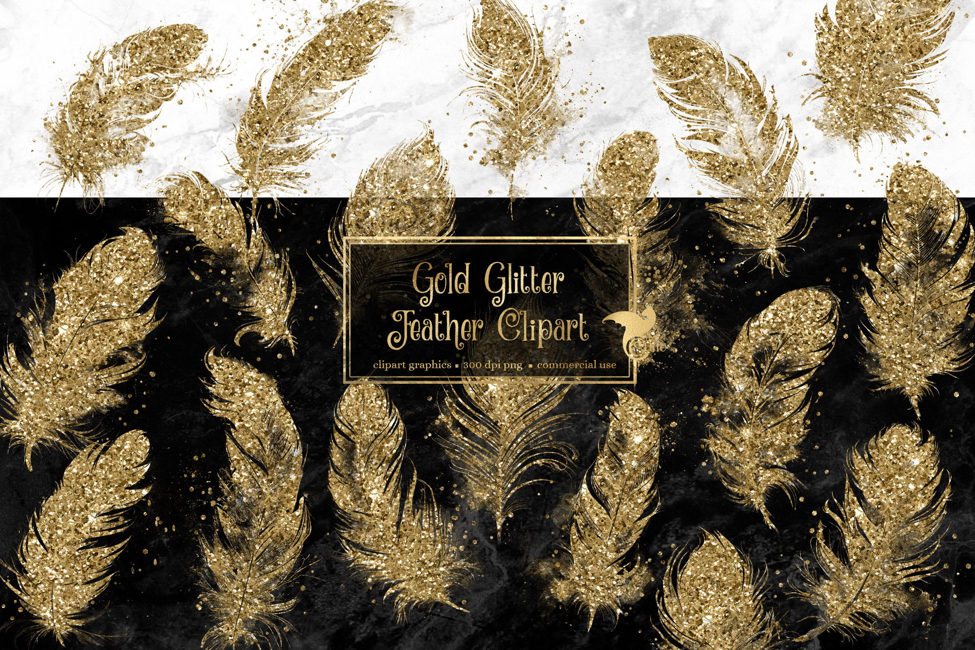 Gold Glitter Feathers Clipart Digital Feather Clipart - Etsy Australia
