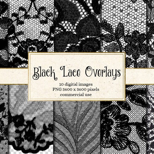 Black Lace Overlays Transparent Digital Paper Scrapbooking - Etsy