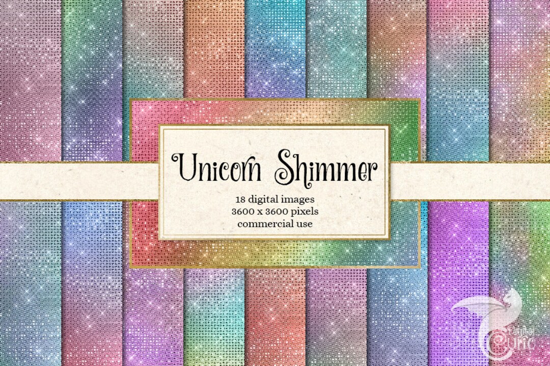 Unicorn Shimmer Digital Paper, Rainbow Pastel Glitter Sparkle Textures ...