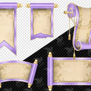 Lilac Scrolls Clipart - Digital Tapestry Clip Art for Magic Fantasy ...