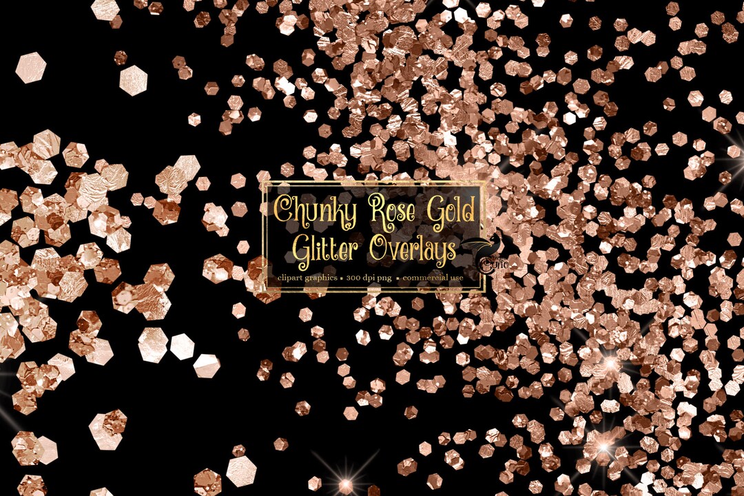Chunky Rose Gold Glitter Overlays, Digital Glitter Png Overlays, Clip ...