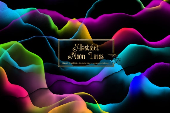 Abstract Neon Lines Overlays digital clip art graphics in | Etsy