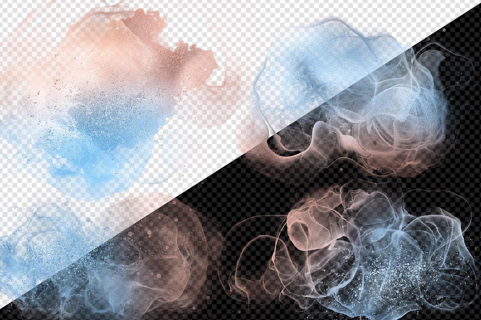 Rose Gold and Blue Ink Overlays Liquid Paint Splatter With - Etsy