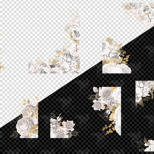 5x7 White and Gold Floral Overlays for Invitations, Planners, Journal ...