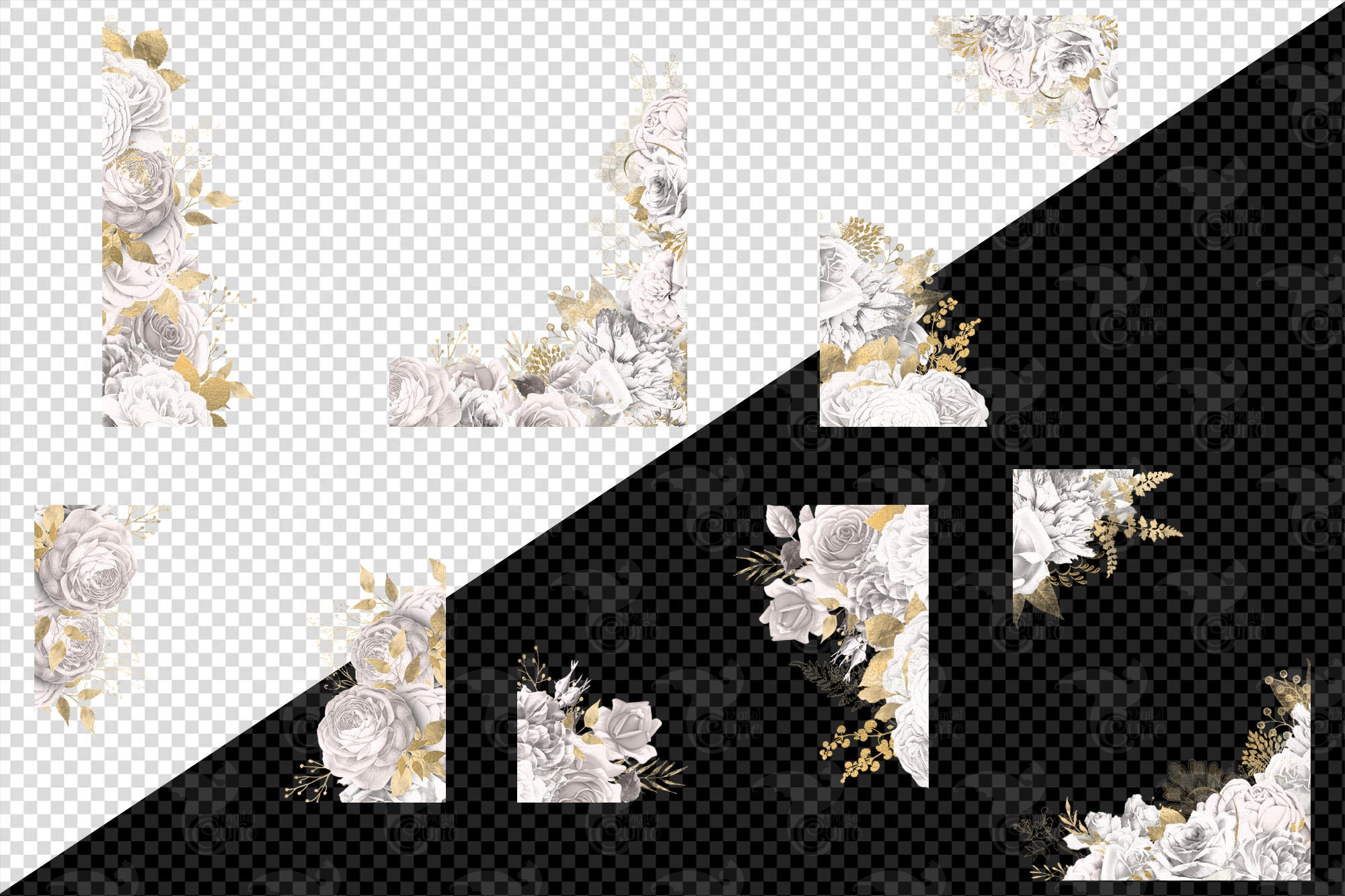 5x7 White and Gold Floral Overlays for Invitations Planners - Etsy