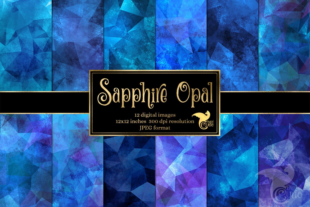 Sapphire Opal Digital Paper, Jewel Texture Backgrounds Printable ...