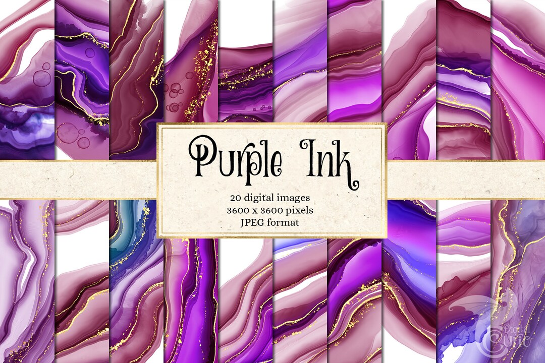 Purple Ink Digital Paper, Printable Scrapbook Paper With Alcohol Ink ...