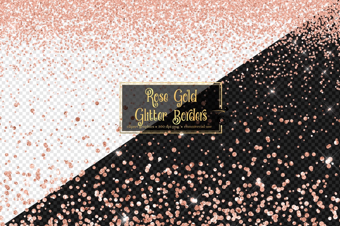 Rose Gold Glitter Borders Clipart Glitter Png Overlays Clip - Etsy