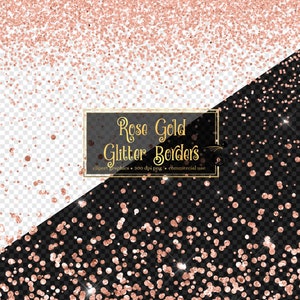 Rose Gold Glitter Borders Clipart, Glitter Png Overlays, Clip Art ...