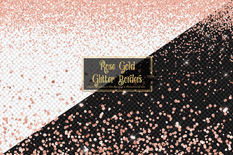 Rose Gold Glitter Borders Clipart Glitter Png Overlays Clip - Etsy