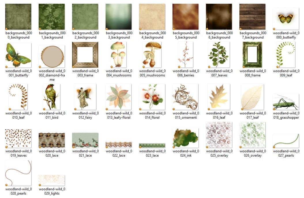 Woodland Wild Digital Scrapbooking Kit Vintage Fantasy Png - Etsy