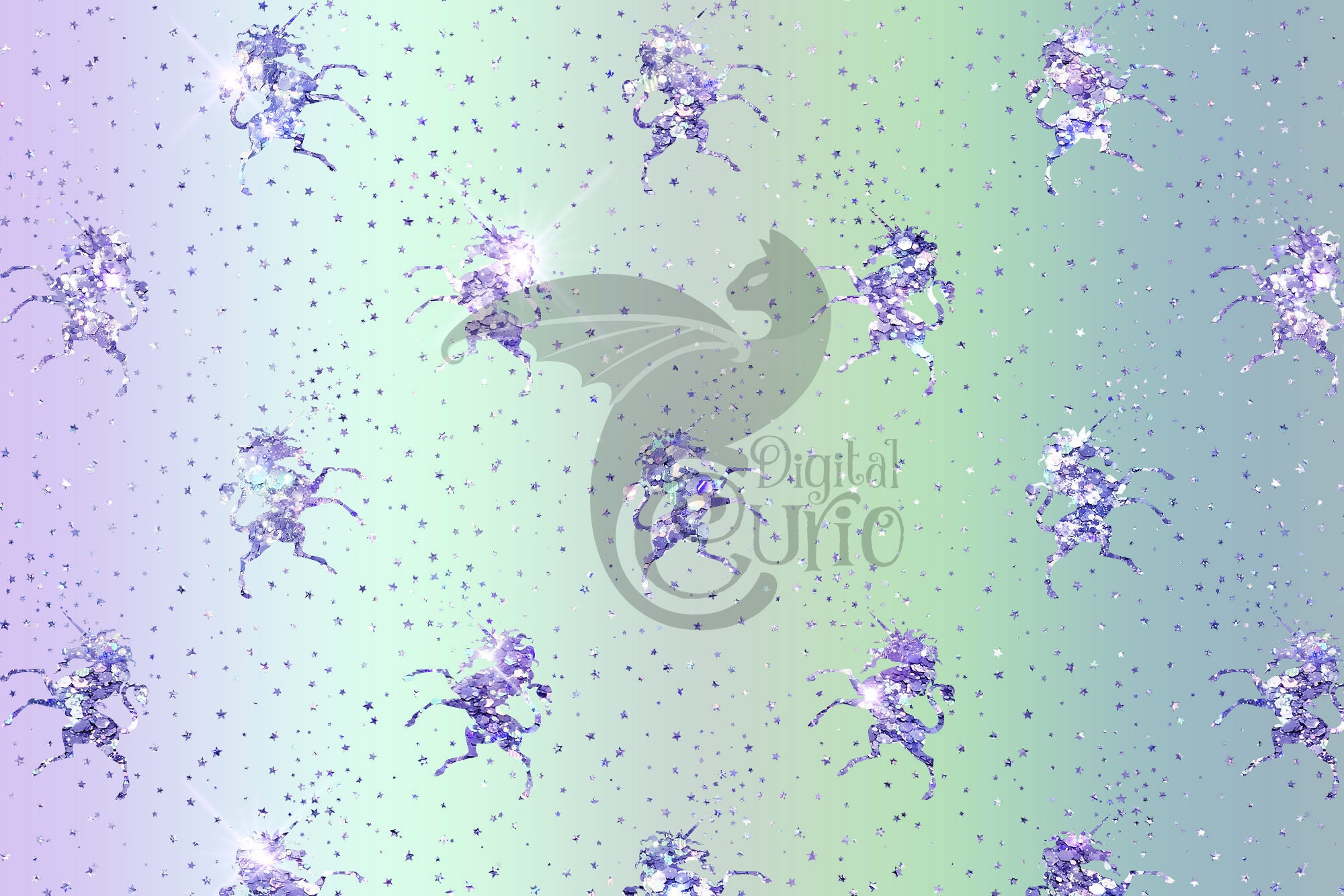 Diamond Unicorn Digital Paper Seamless Fantasy Glitter Glam | Etsy