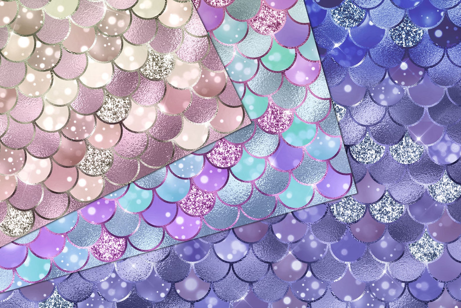 Bokeh Mermaid Scales Digital Paper Seamless Mermaid Tail - Etsy