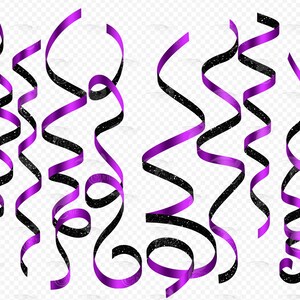 Purple and Black Glitter Ribbon Clip Art - Curling Ribbons in Png ...