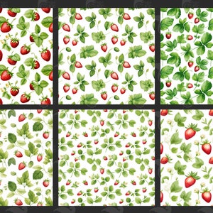 Watercolor Strawberry Digital Paper, Seamless Fruit Printable Textures ...
