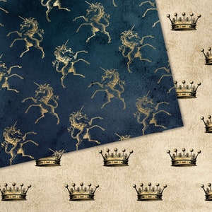 Golden Fairytale Digital Paper, Seamless Medieval Digital Paper With ...