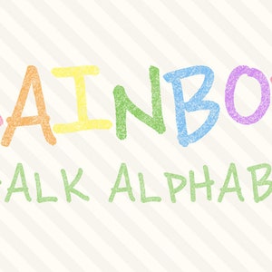 Rainbow Chalkboard Alphabet Clipart - Chalk Style Letters and Numbers ...
