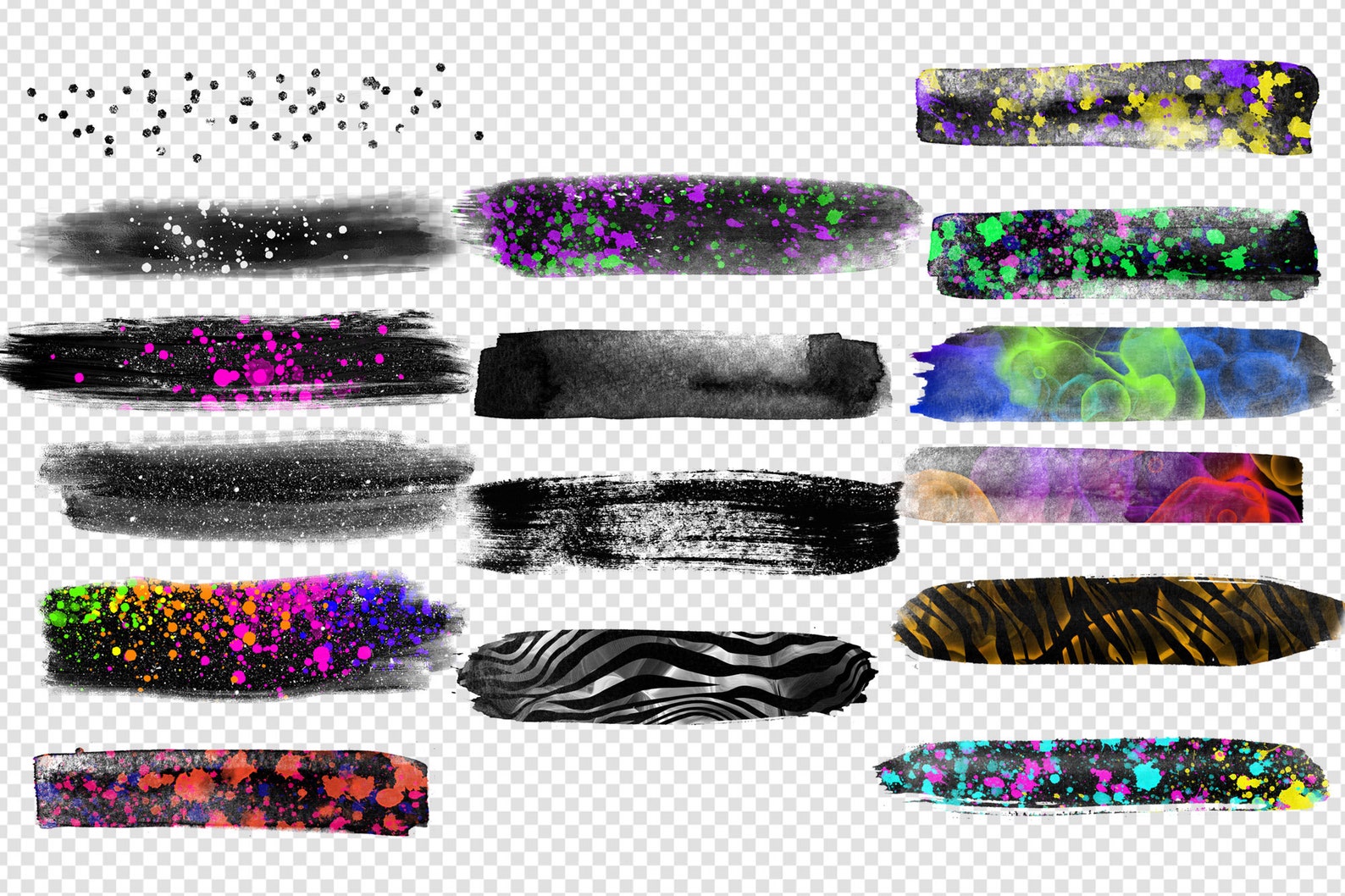 Neon Brush Strokes Clipart, 80s Abstract PNG (digital Download) - Etsy