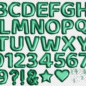 Emerald Green Foil Balloon Alphabet Clip Art - Digital Instant Download ...
