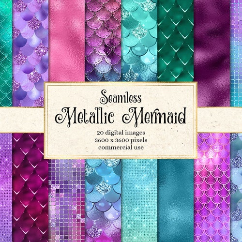 Mermaid Digital Paper - Etsy